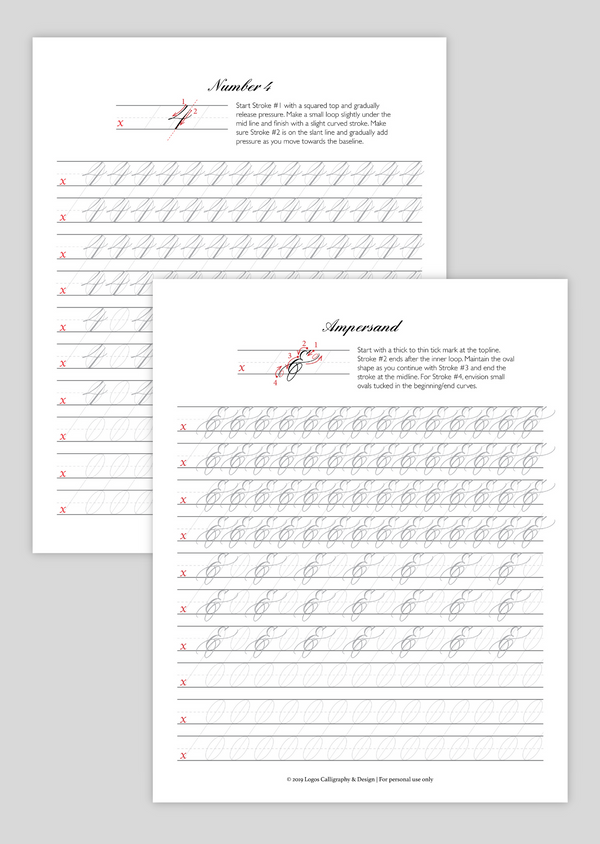Digital Copperplate Practice Workbook - Numbers & Symbols – Logos ...